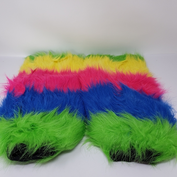 Accessories | Rainbow Legwarmers Kids Hairy Leg Sleeves Fuzzy Faux Furs ...